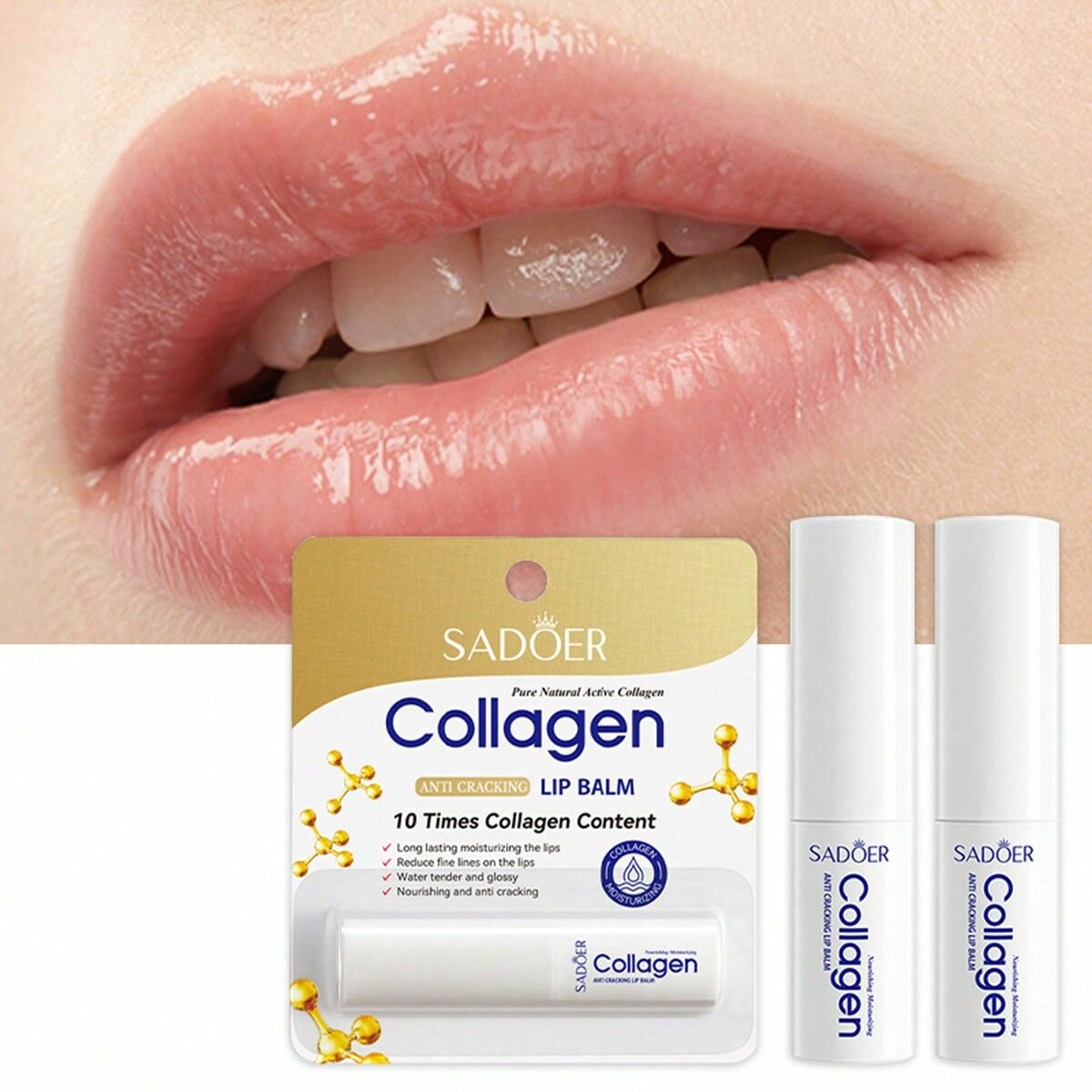 Бальзам для губ с коллагеном Антивозрастной увлажняющий Lip Balm для зимы и осени