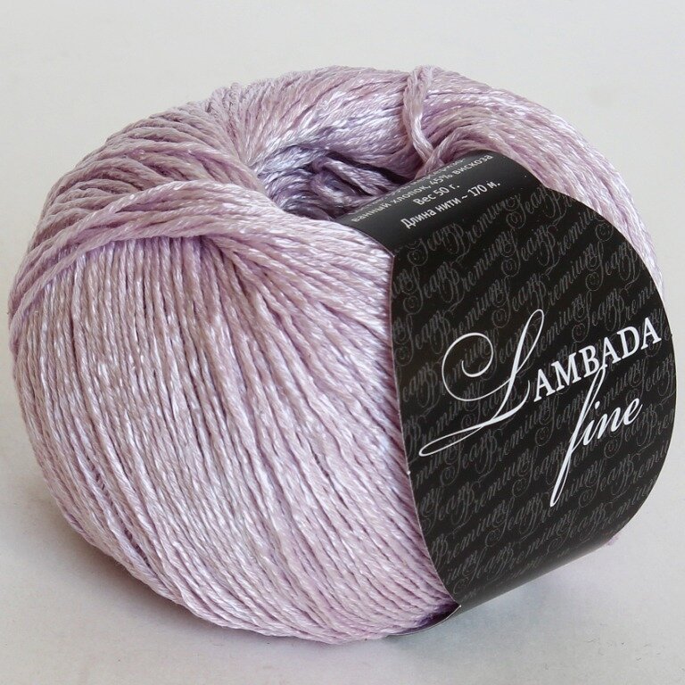 Пряжа Lambada fine Seam цвет 03 нежная сирень, 10шт*(170м/50г), 55% мерсеризованный хлопок 45% вискоза