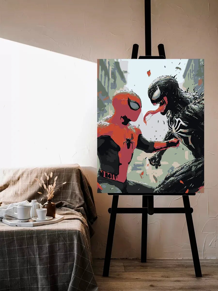Картина по номерам Человек-Паук Веном Марвел DC Комикс