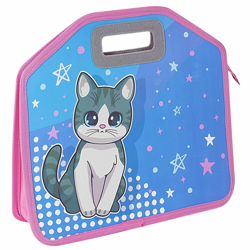 Папка для тетрадей Юнландия Anime cat, 1 отделение, фетровые ручки, 34х30х11 см (272204)