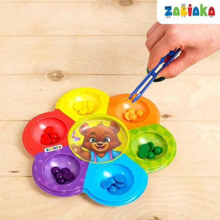 Сортер с пинцетом ZABIAKA 6 цветов "Мишкины конфетки" (4004710)