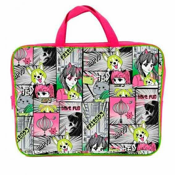 Сумка-планшет Centrum формат А4, "Манга", с ручкой, текстиль, увеличенные боковины 75 мм (71275)