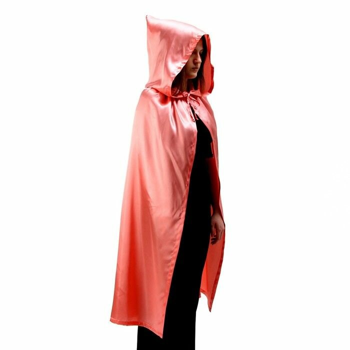 Карнавальный плащ, взрослый, длина 120 см, атлас, цвет коралловый