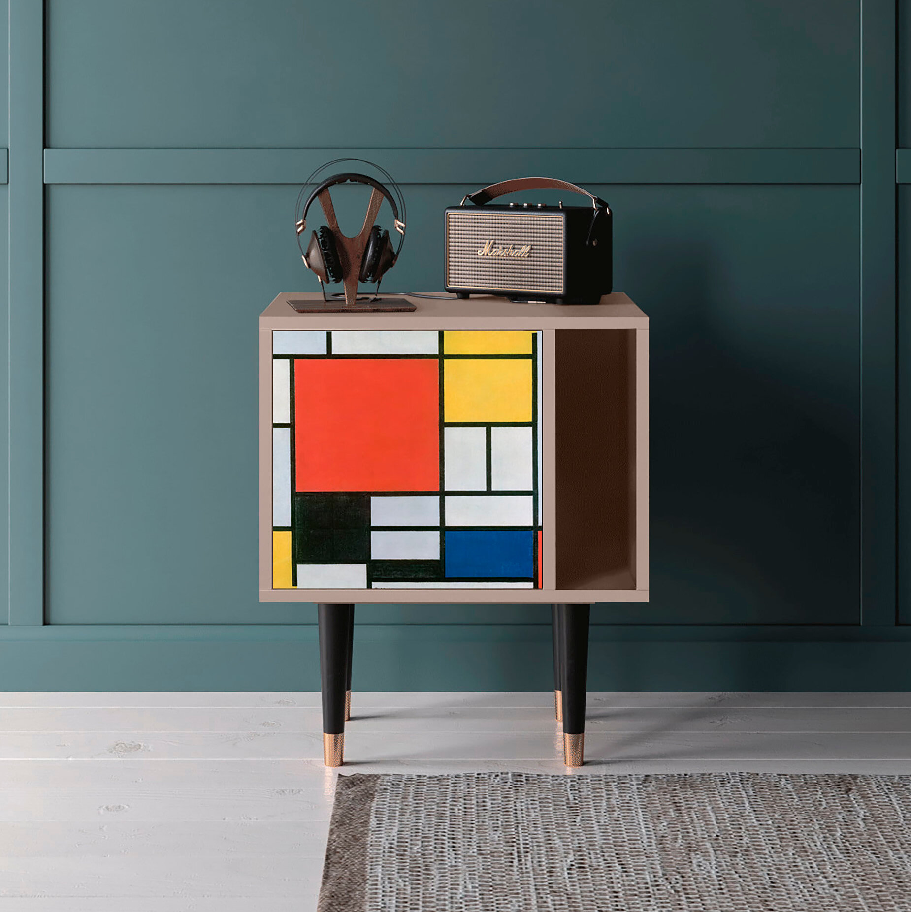 Прикроватная тумба - STORYZ - S2 Composition with Blue, Размер - 58 x 69 x 48 см, Цвет - Red and Yellow by Piet Modrian, Размер - 58 x 69 x 48 см, Цвет - Бежевый