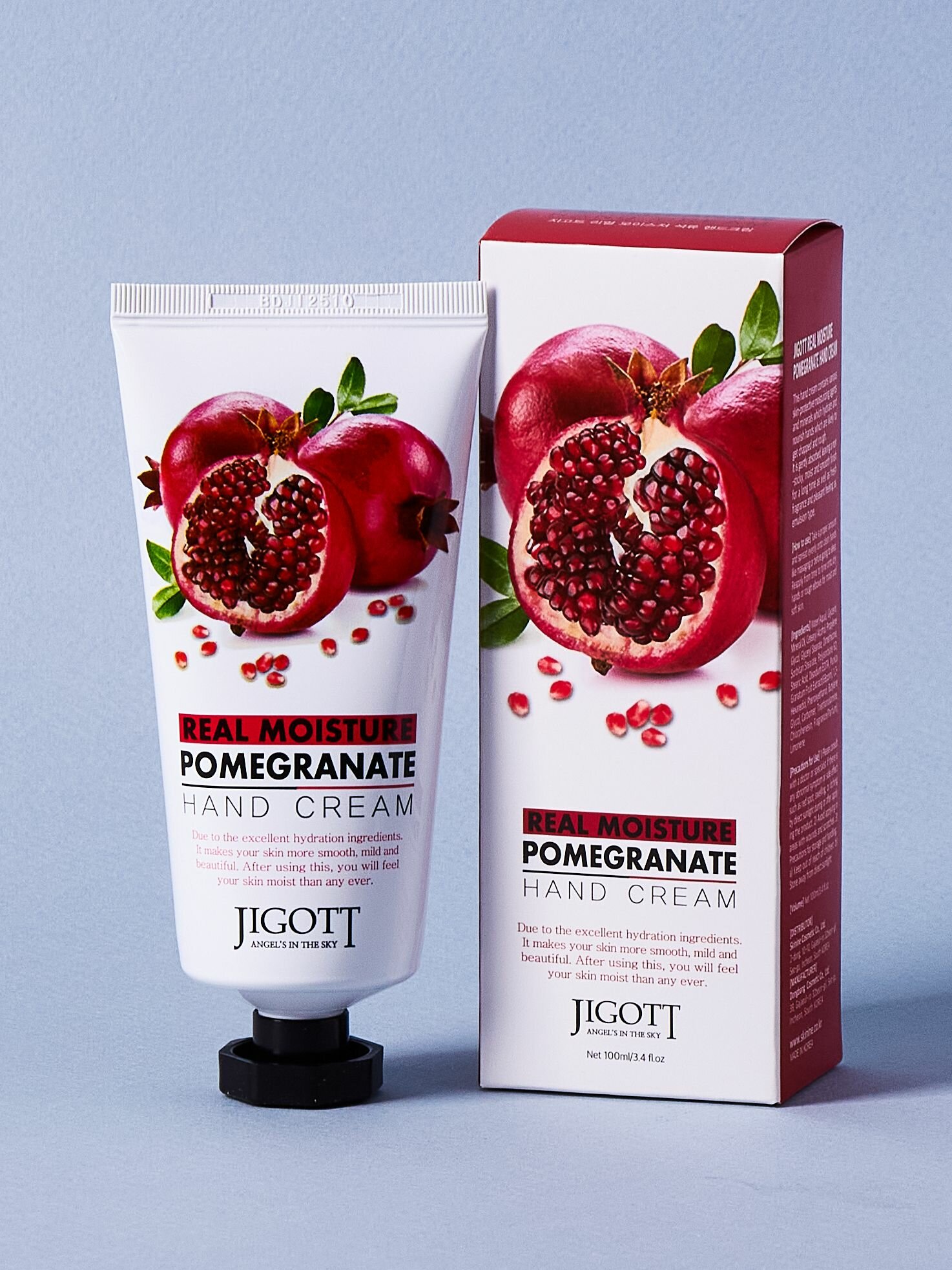 JIGOTT Крем для рук с экстрактом Граната, REAL MOISTURE POMEGRANATE HAND CREAM, 100 мл