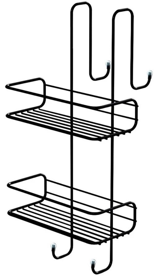 Полка для ванной Gedy 2485(14) 24 см, двойная, черный матовый