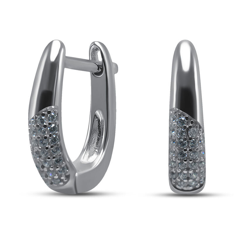 Серьги, серебро, 925 проба, фианит