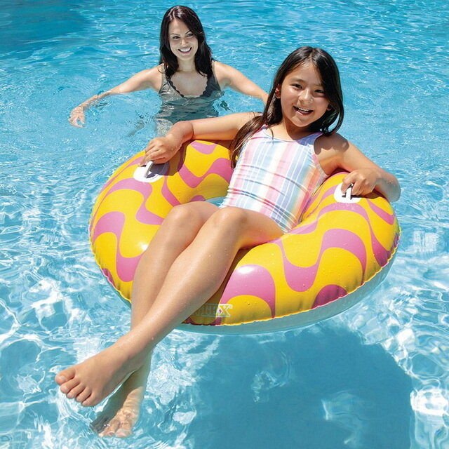 Надувной круг с ручками Волна 91 см желтый, INTEX, 59256-жел