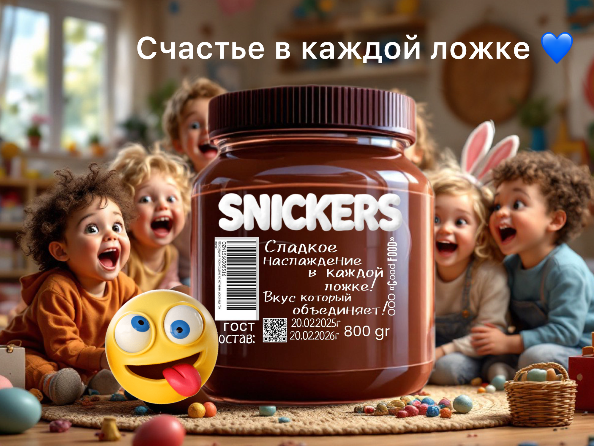 Шоколадная паста создана по мотивам шоколада "Сникерс" 80 грам шоколада