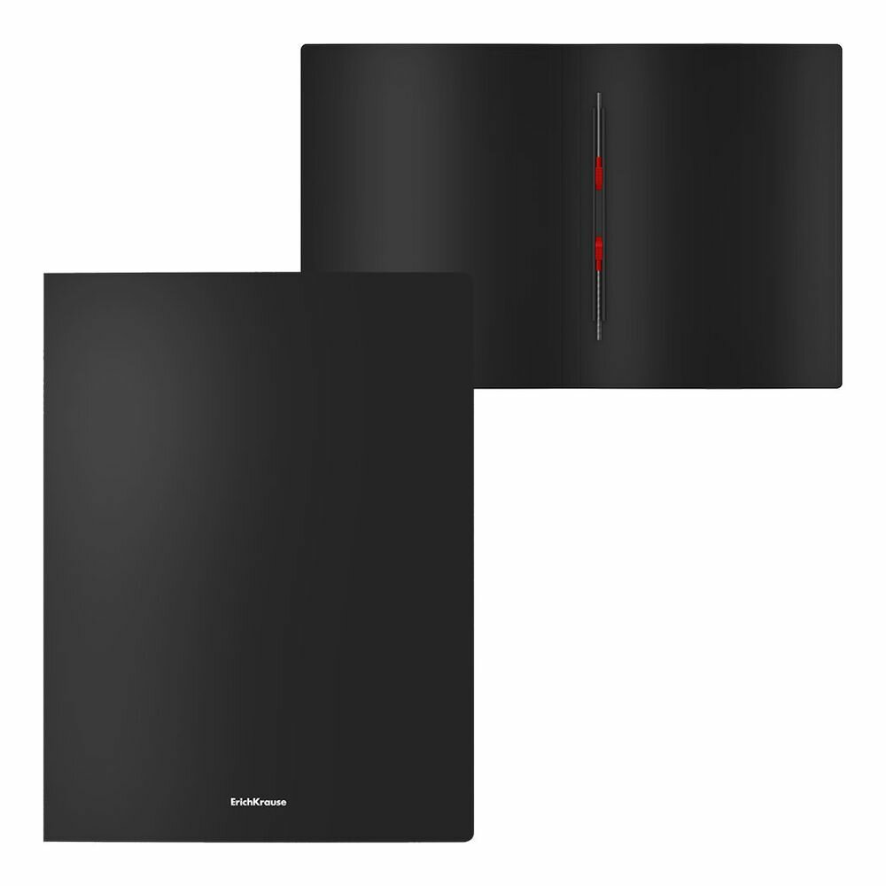 Папка-скоросшиватель пластиковая с пружинным механизмом ErichKrause Matt Classic, A4, черный