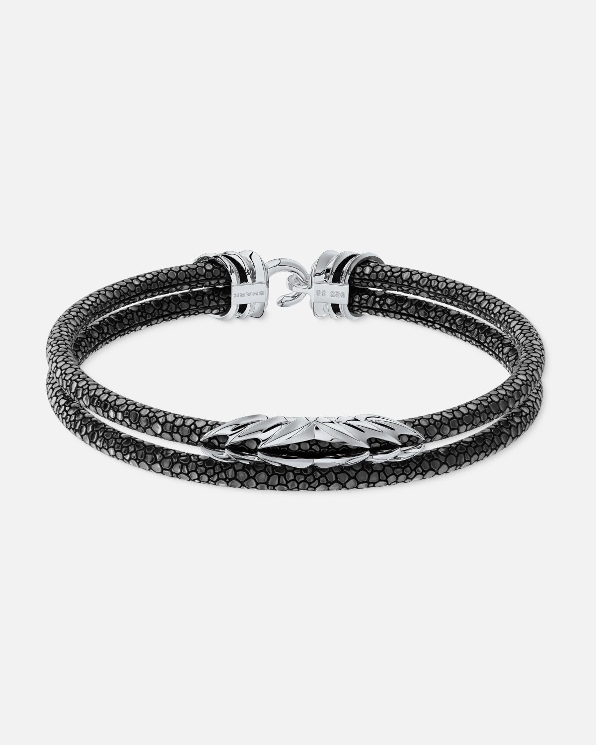 Браслет, серебро, 925 проба, родирование, кожа