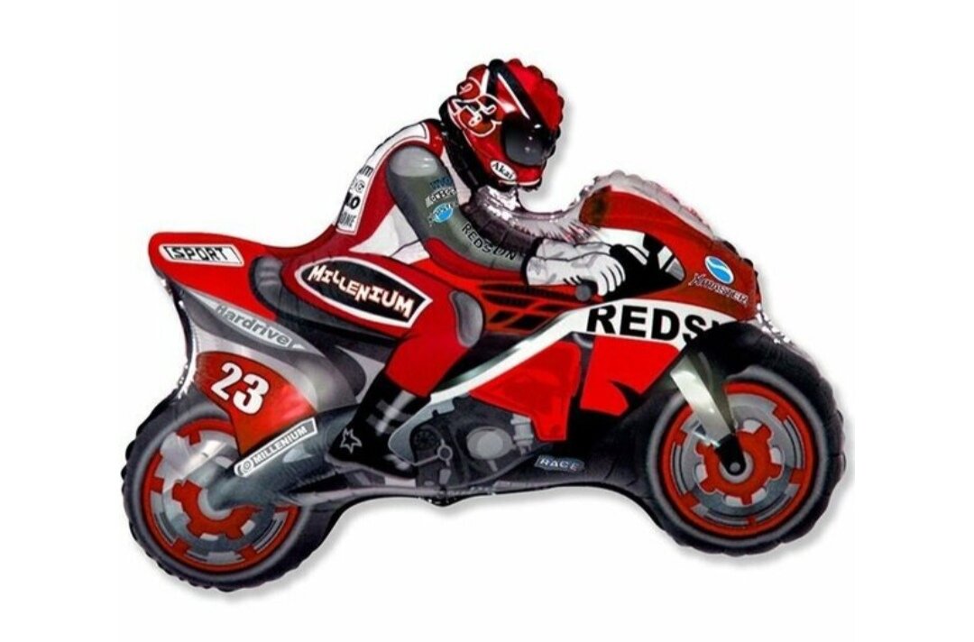 Шар воздушный фольгированный фигурный мотоцикл , красный , 69х79 см