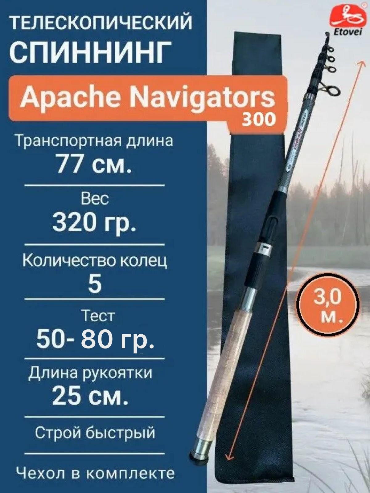 Телескопический спиннинг для рыбалки Apache Navigator 300