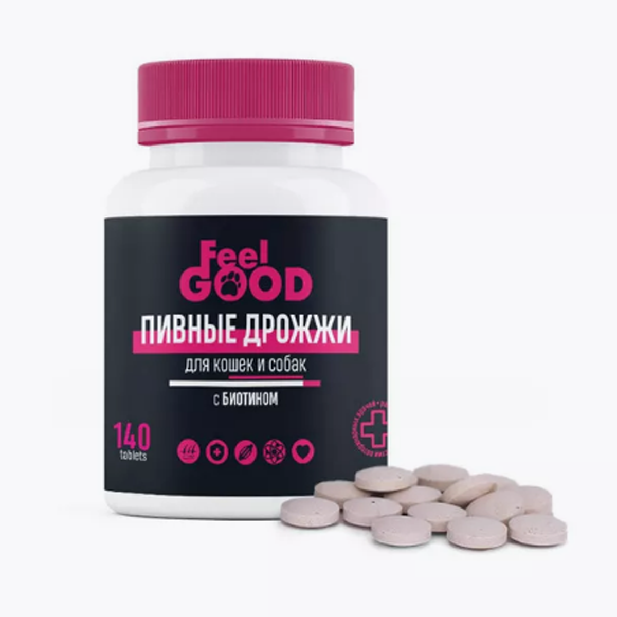 FeelGOOD Пивные дрожжи с биотином и чесноком для кошек и собак 140таблеток