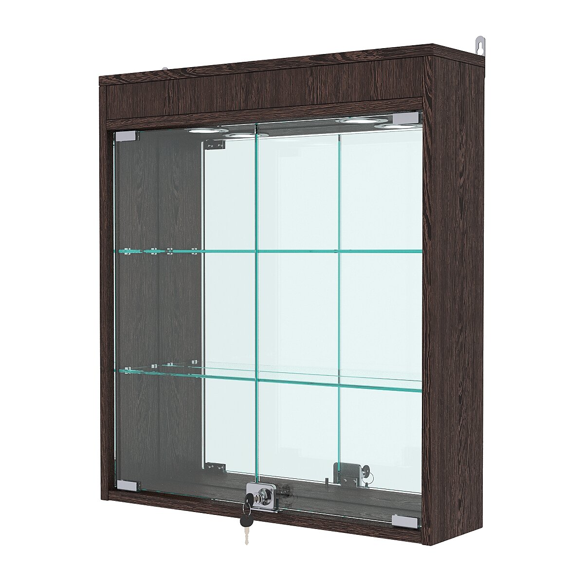 Витрина настенная №1-4А с зеркалом и подсветкой, Дуб Венге. Производитель товара - компания Westcom.