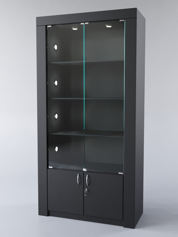 Витрина "афродита" №3-1 (с дверками, задняя стенка - ДВП), Черный