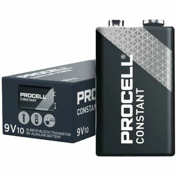 Батарейка (10шт) крона DURACELL 6LF22 (6LR61) PROCELL constant power 9В щелочная(алкалиновая)(BOX10)