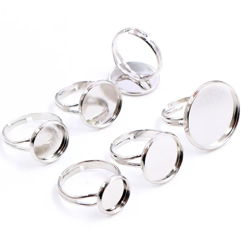Кольца-основы Cabochon серебряные Rhodium 8-20 мм