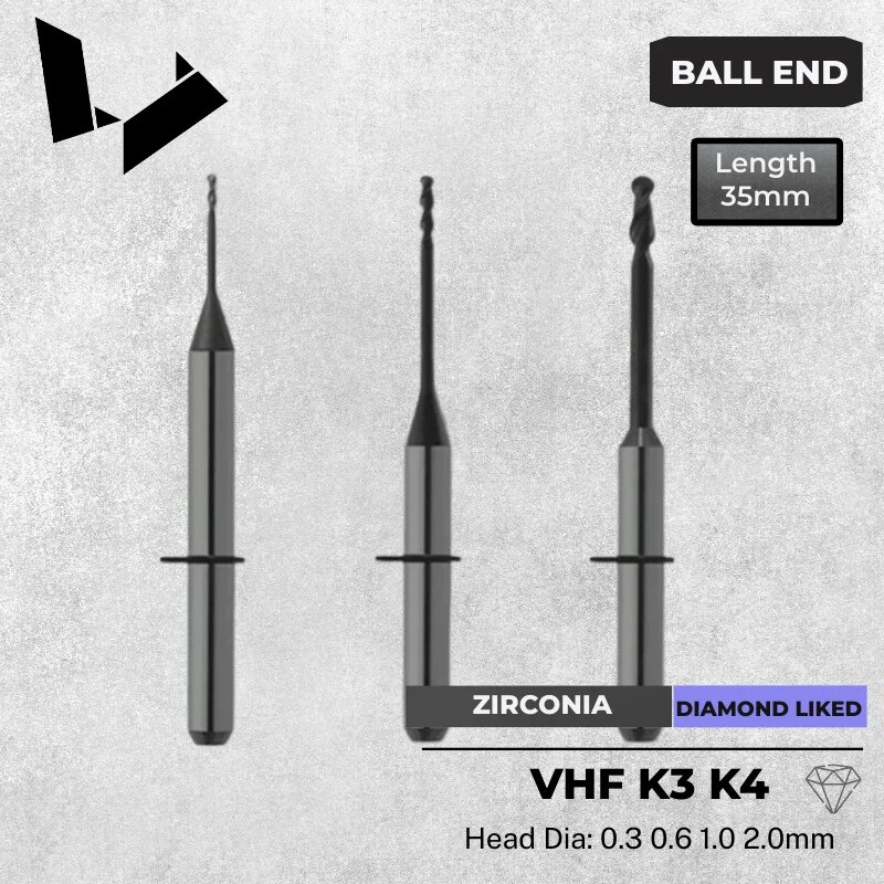 Фрезы MDNG VHF ZIRCONIA для фрезерования зубов Z200-R3D-35 2.0mm DC