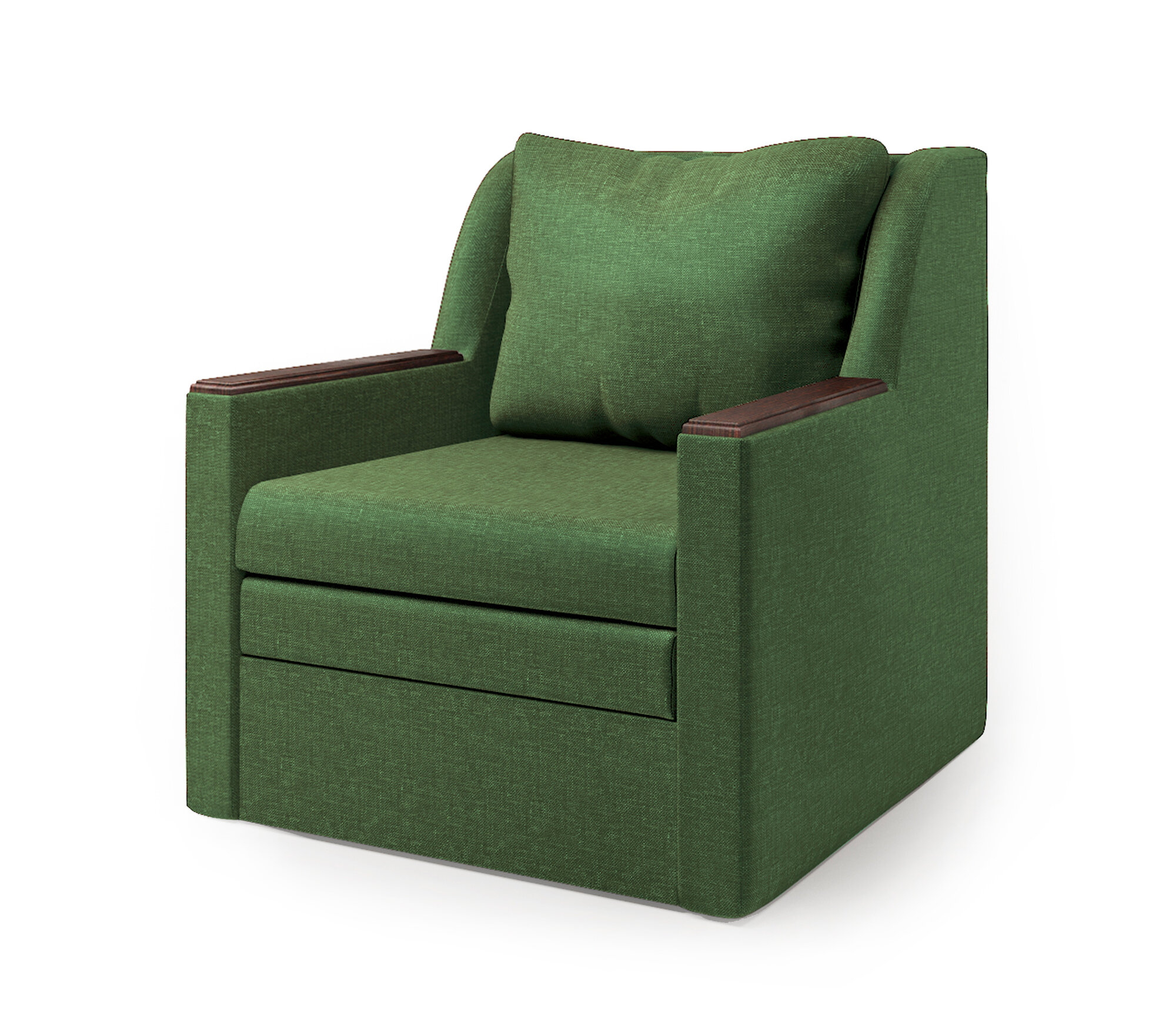 Кресло-кровать Шарм-Дизайн Соло раскладное кресло в гостиную, для дома, с ящиком для белья, 62х190 см, рогожка, зеленый