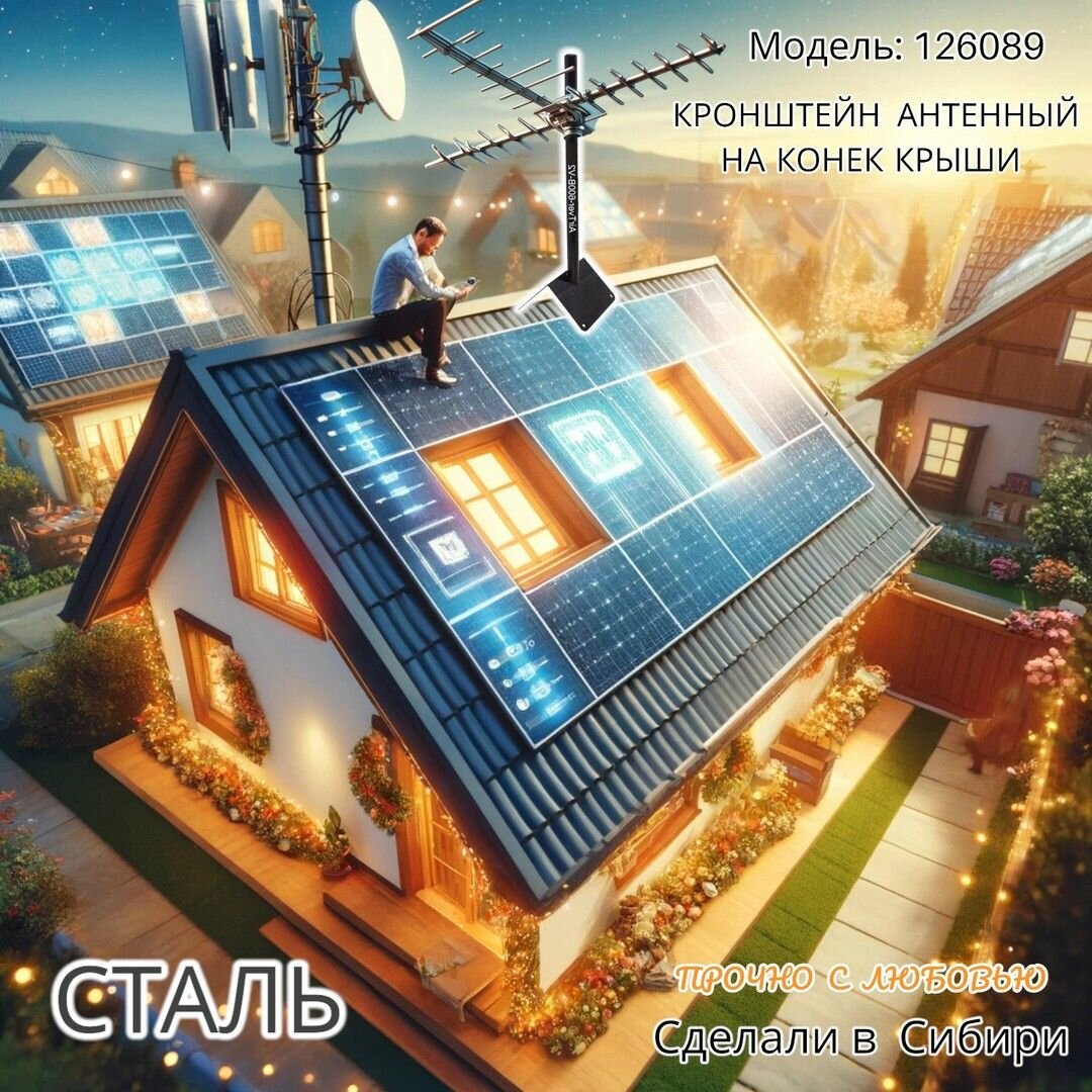 Кронштейн антенный на конёк крыши для антенн мобильного интернета "MAIMA-126089" высота 0,6 метра