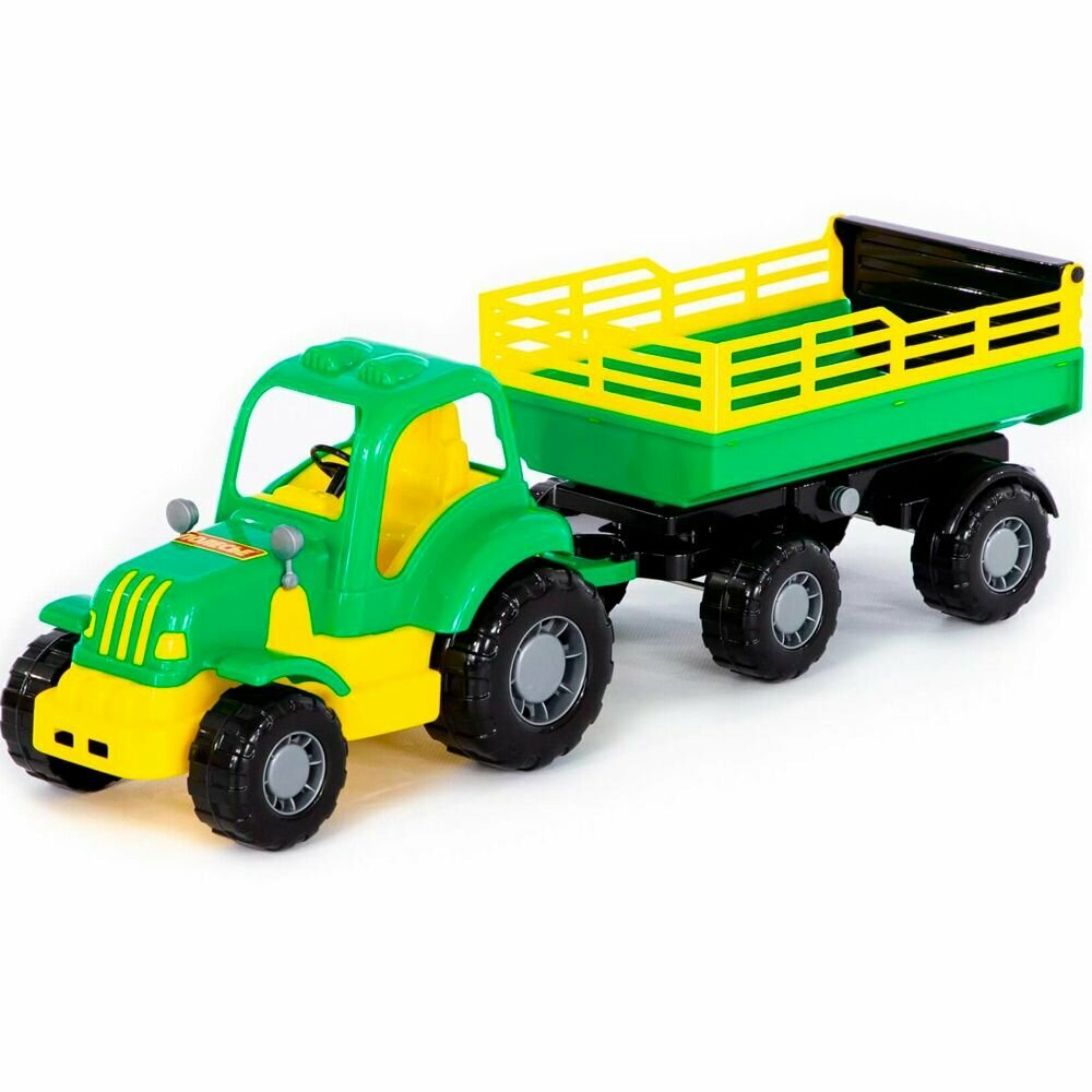 Трактор "Силач" с прицепом №2, детская машинка для мальчика, пластиковая машинка-игрушка для сюжетно-ролевых игр