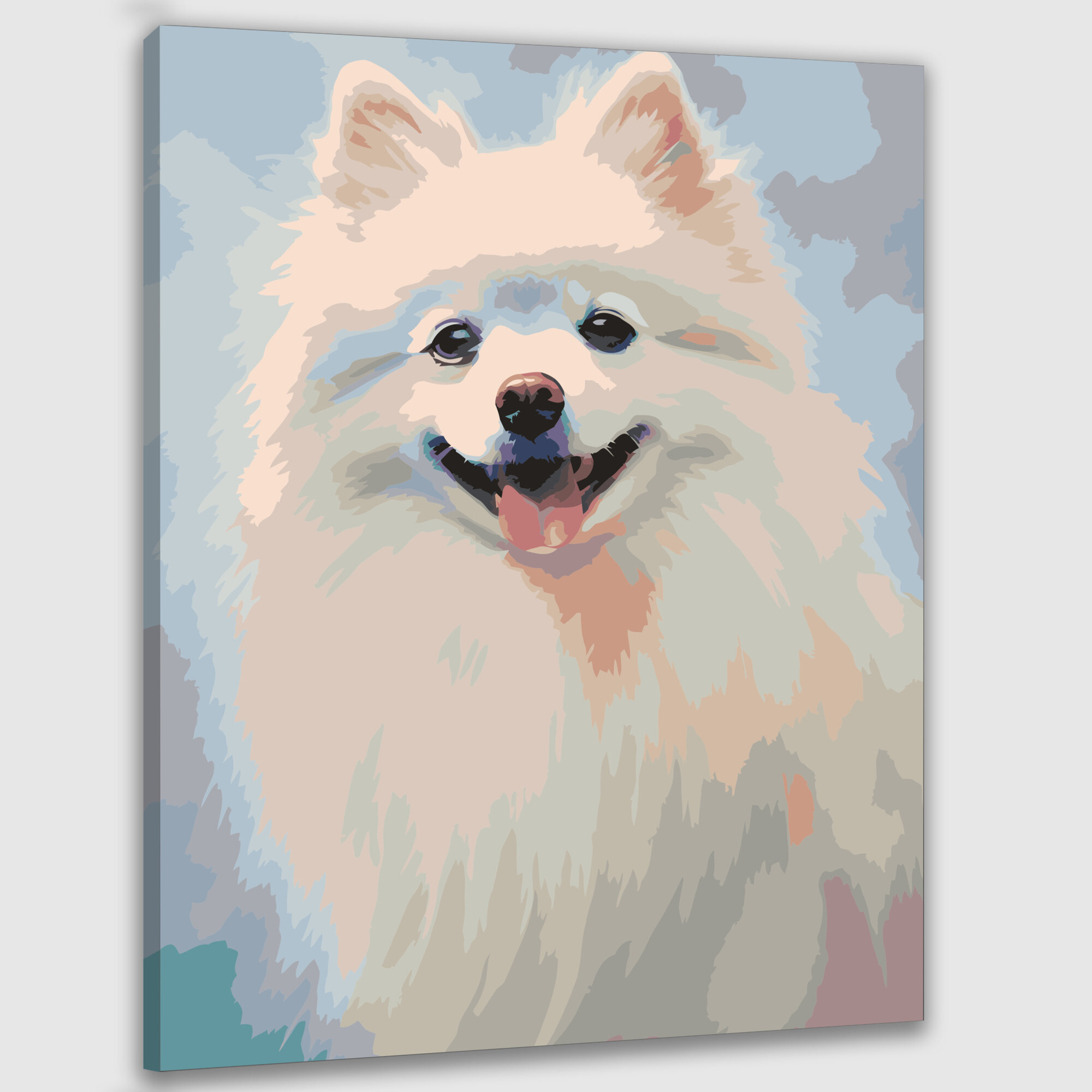 Картина по номерам 40x50 см, акриловый портрет, собака, шпиц, мягкая шерсть, выразительные глаза, аура нежности