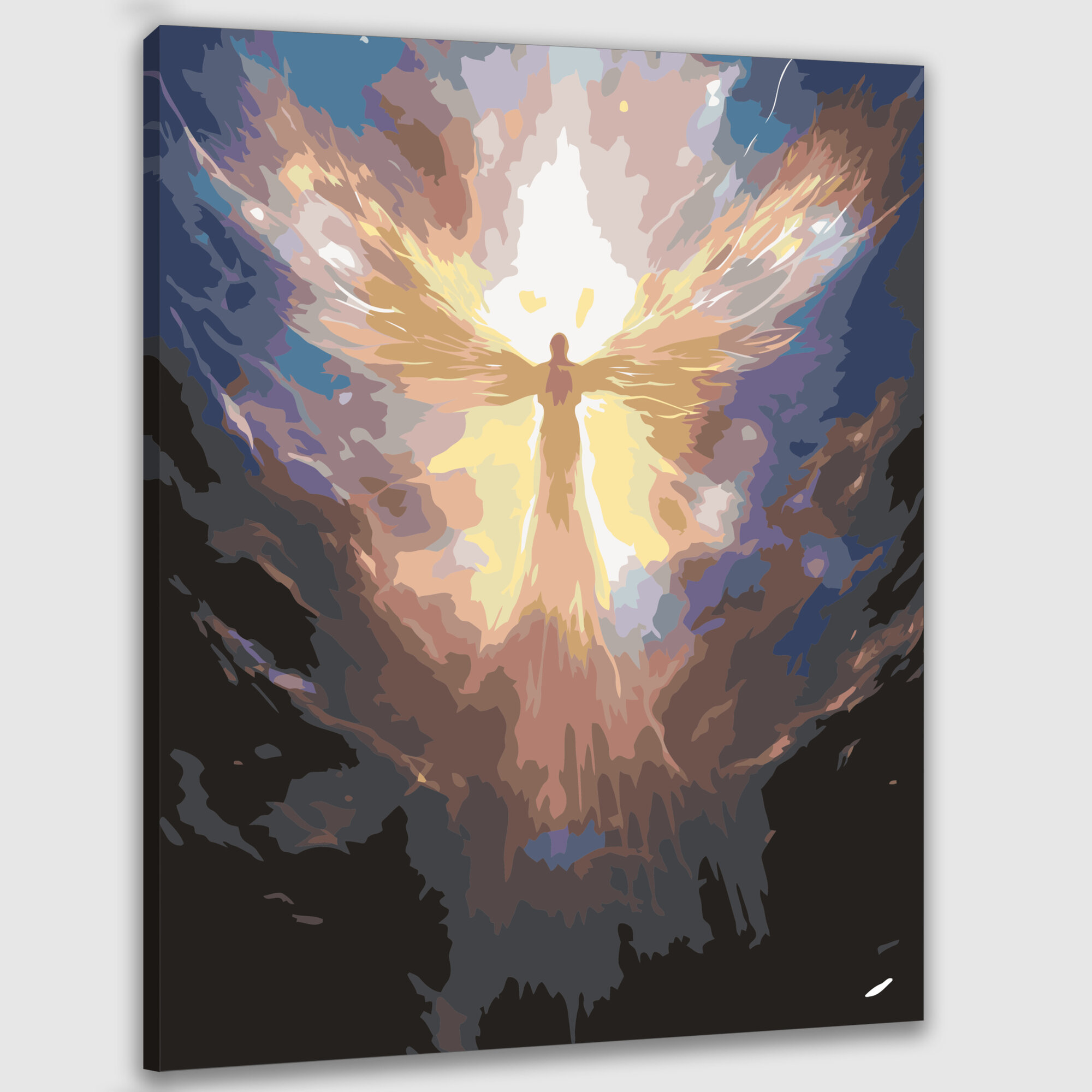 Картина по номерам 40x50 см, цифровое искусство, "Ангел света", небесное существо, полупрозрачные крылья, небесная аура