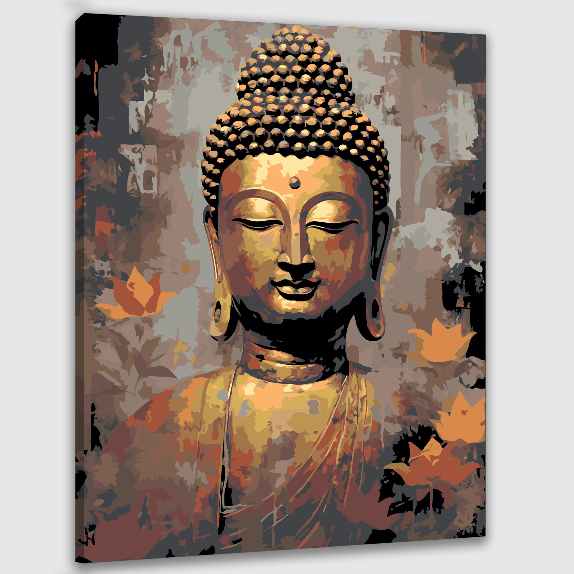 Картина по номерам 40x50 см, Будда, пробуждение, коллаж, смешанная техника, текстурированная бумага, акриловая краска