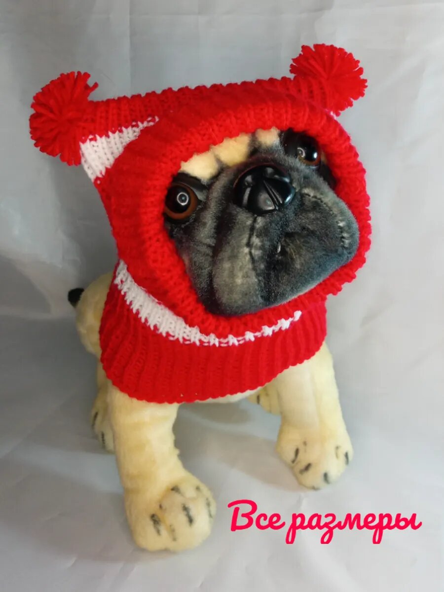 Шапка в полоску для собак и кошек мелких и средних пород, капор снуд без застежки