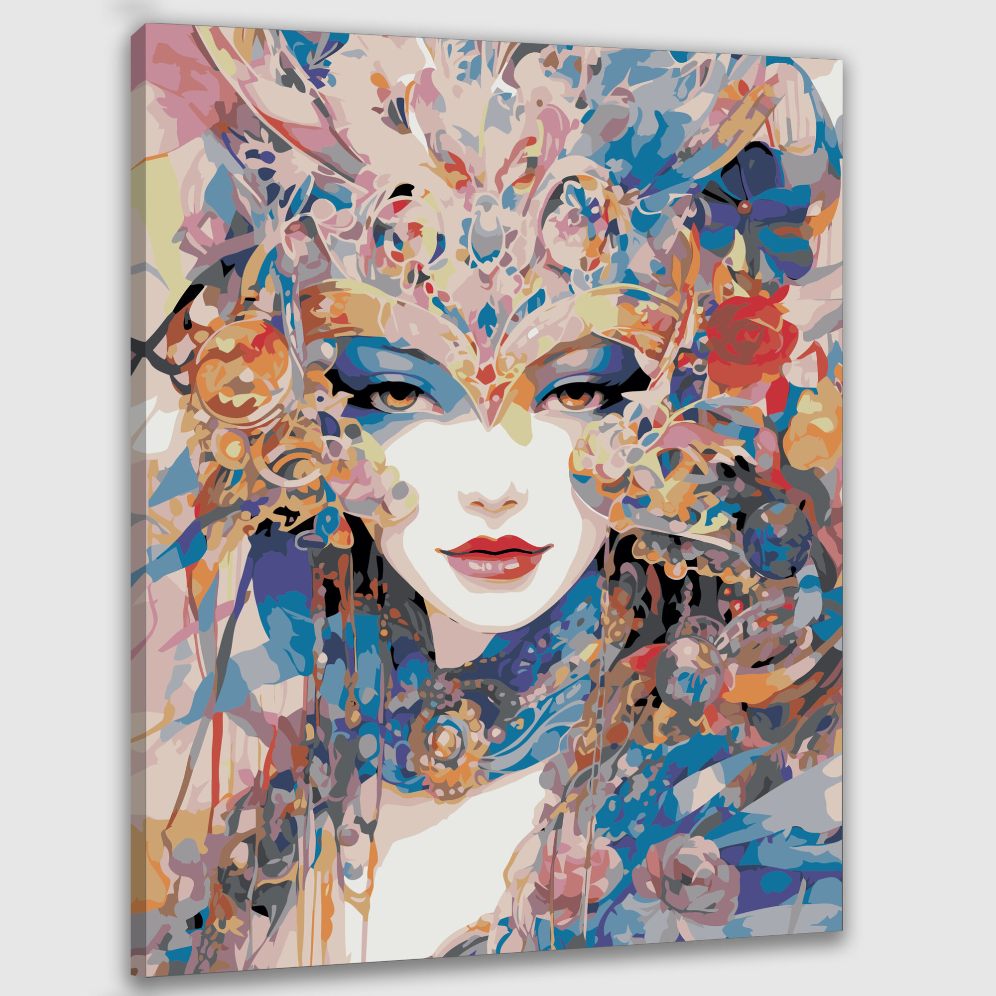 Картина по номерам 40x50 см, акварельная иллюстрация, маскарад, персонажи в костюмах и ма, яркие цвета