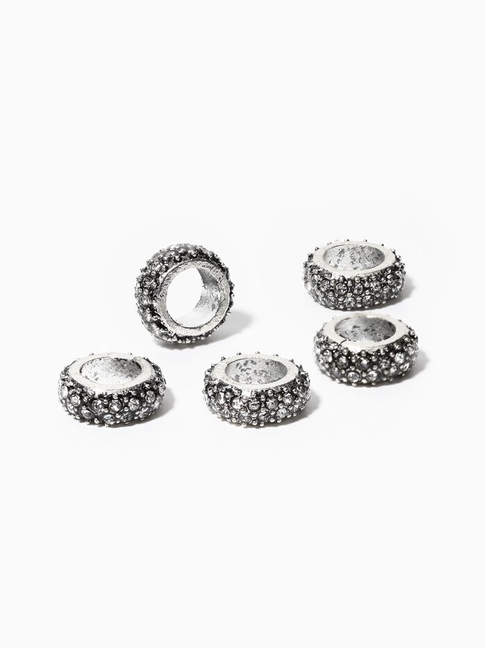 Шарм разделитель для бусин «Кольцо», блеск, белый в серебре