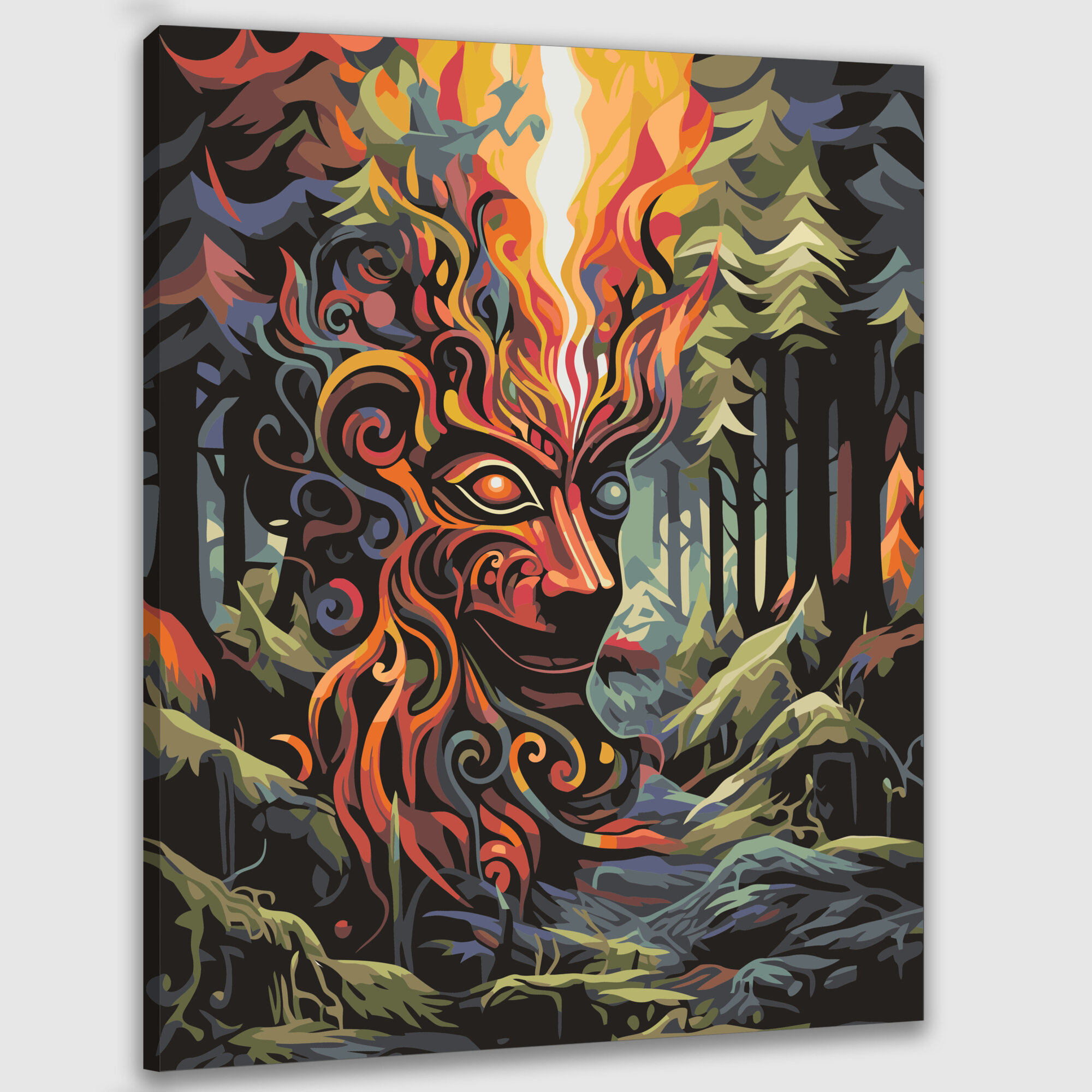 Картина по номерам 40x50 см, акриловая картина, абстракция, тотемическое наследие, яркие краски, динамичные мазки