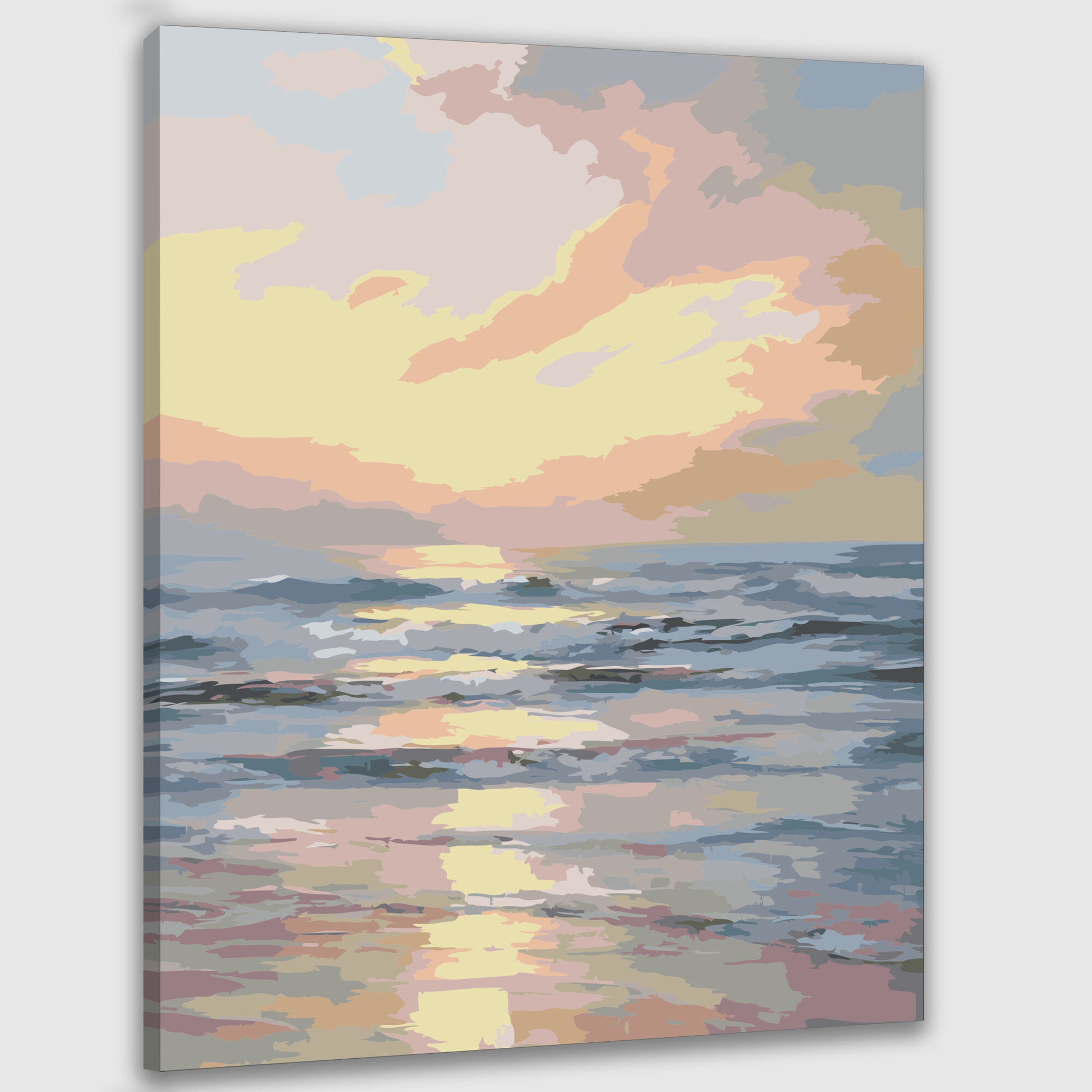 Картина по номерам 40x50 см, картина, масло, восход солнца, побережье, море, рассвет, небо, волны, солнечный свет