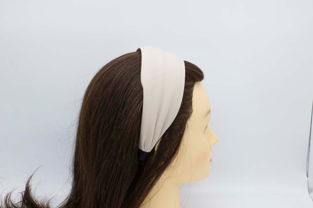 Ободок для волос, широкий, из текстиля, с имитацией косынки, цвет крем