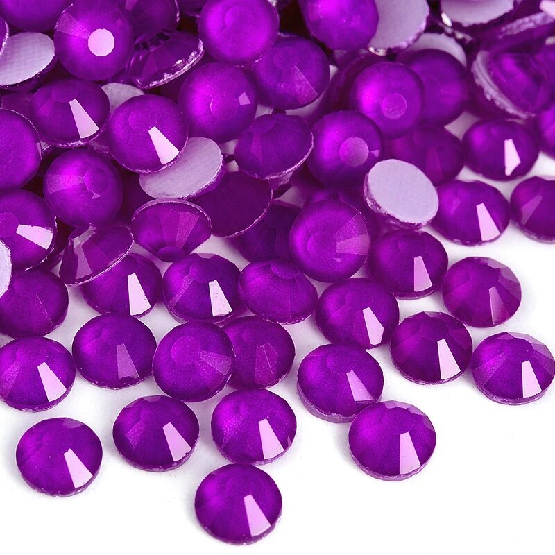 Bobohoo стразы горячей фиксации неоновые круглые стекло Фиолетовый, SS16-1440pcs, Dk. amethyst Neon