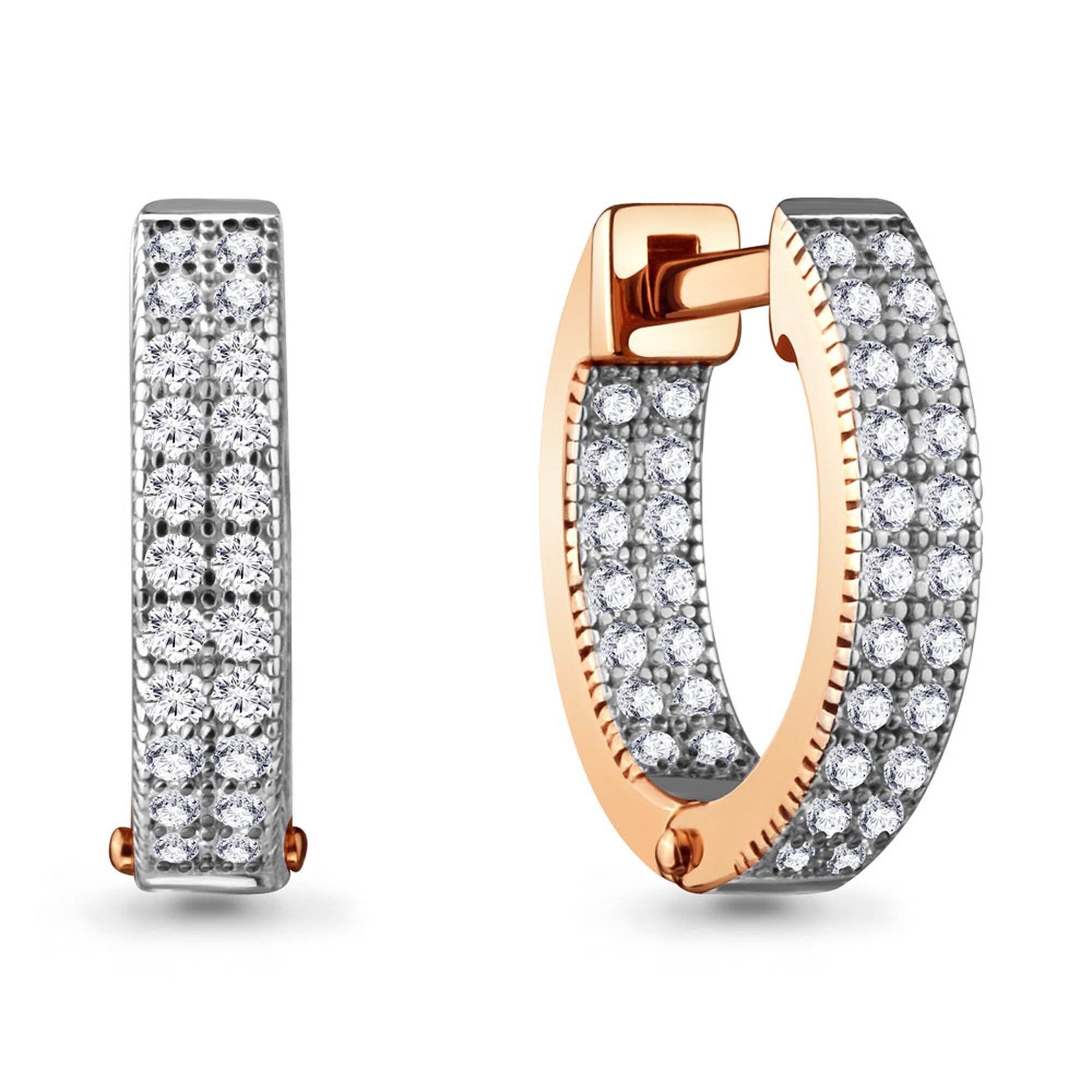 Серьги конго, серебро, 925 проба, золочение, фианит