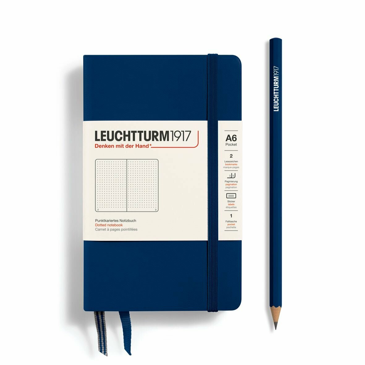 Блокнот Leuchtturm1917 Classic A6 (9x15см.) 80г/м2 - 187 стр. в точку, твердая обложка, цвет: Синий Неви