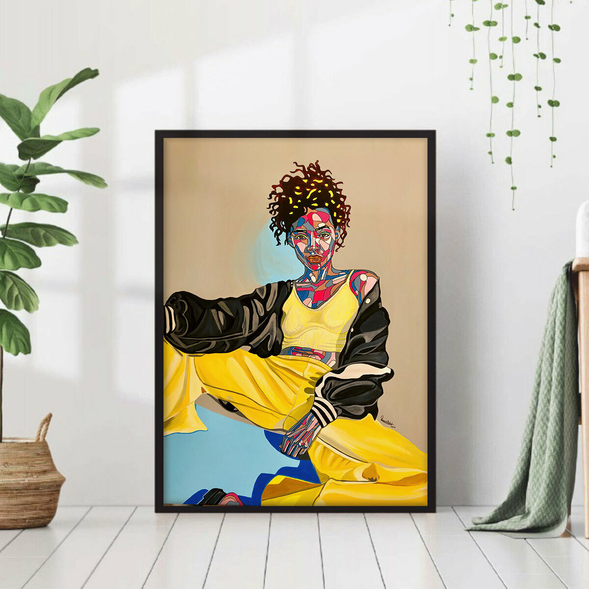 Постер "Яркая девушка" 40x50 в черной рамке на стену для интерьера