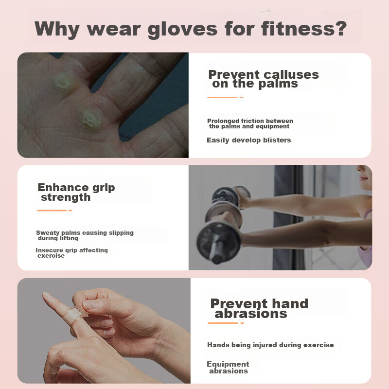 Li-Ning Fitness Gloves for Women, Sports Cycling Fingerless Gloves, Breathable Non-Slip Wear-Resistant Barbell Dumbbell Training Equipment Anti-Callus