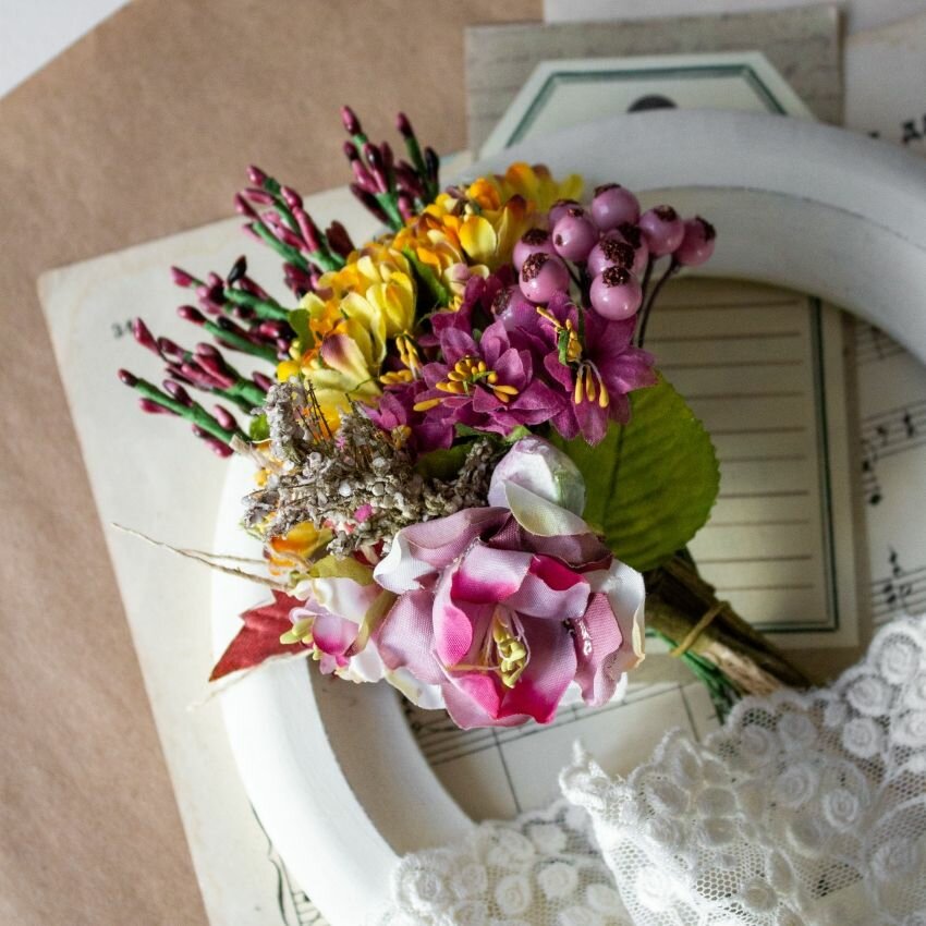 Декоративные букетики Рукоделие "Цветы и ягоды", пластик, 5 шт