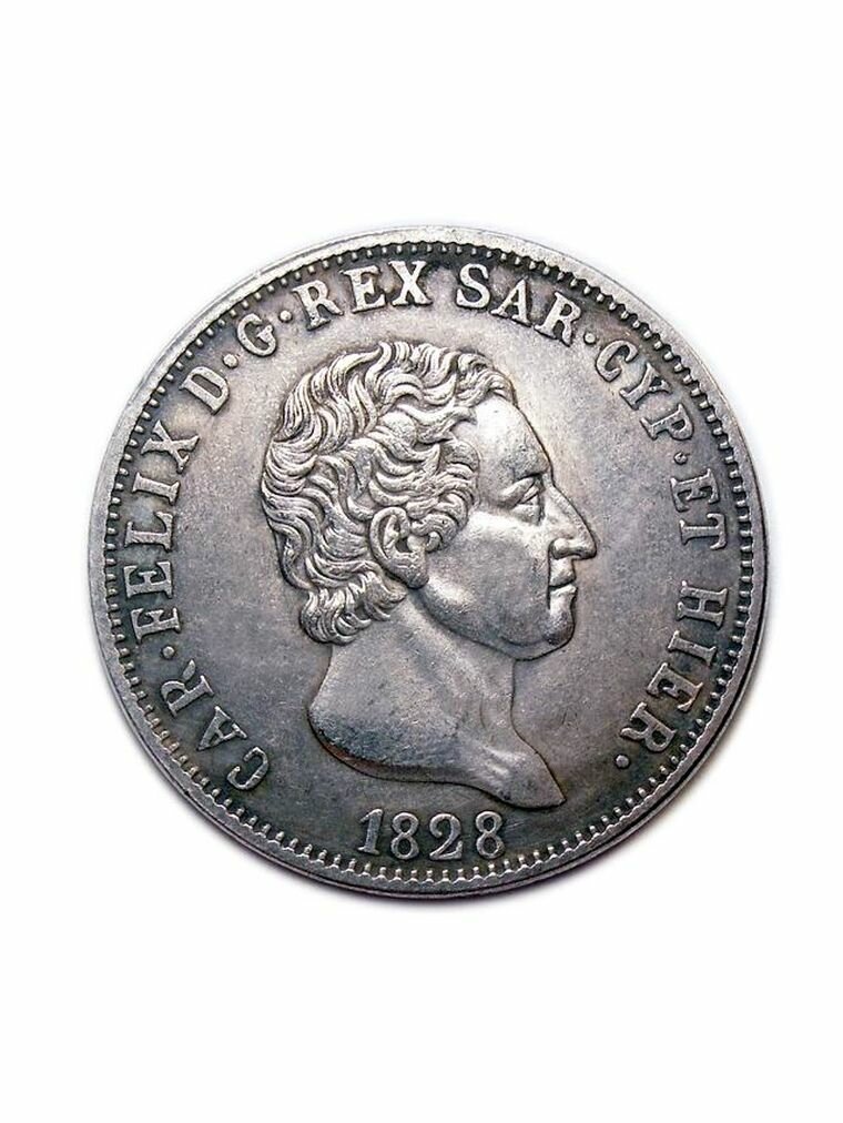 5 лир 1828 года Италия Сардиния сувенирная копия монеты, нумизматика, деньги для коллекции