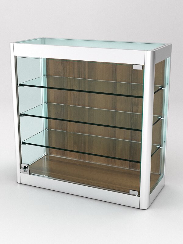 Витрина из профиля настенная "вайб ИКС" №4-3П-ДСП-220 (задняя стенка ДСП), Орех