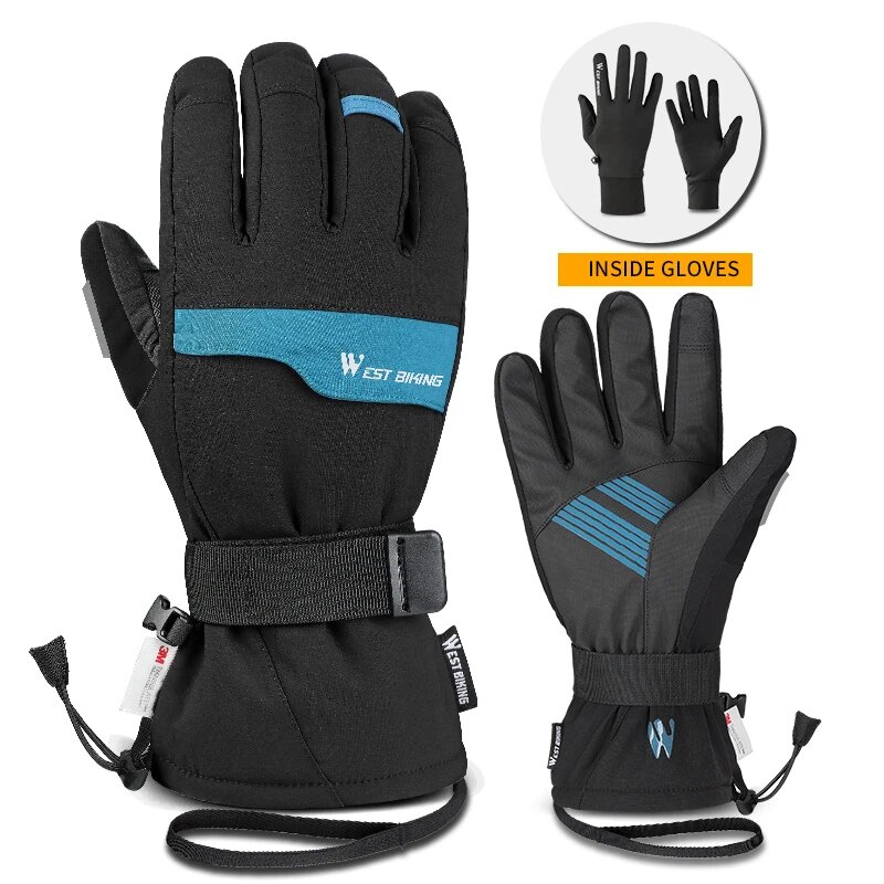 West Biking мужские зимние перчатки для горного велосипеда XXL, Black blue