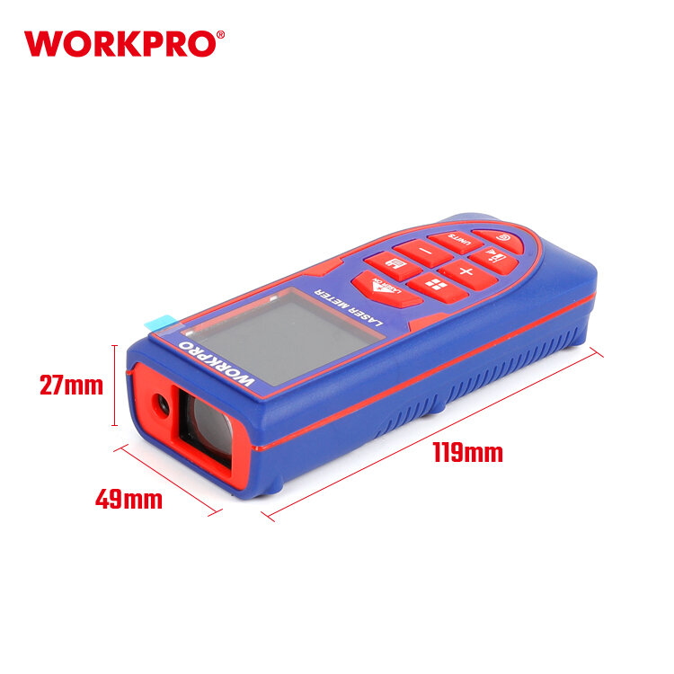 Лазерная рулетка, точность ±3мм, зеленая лазерная проекция, 50 метров, WORKPRO, WP267002