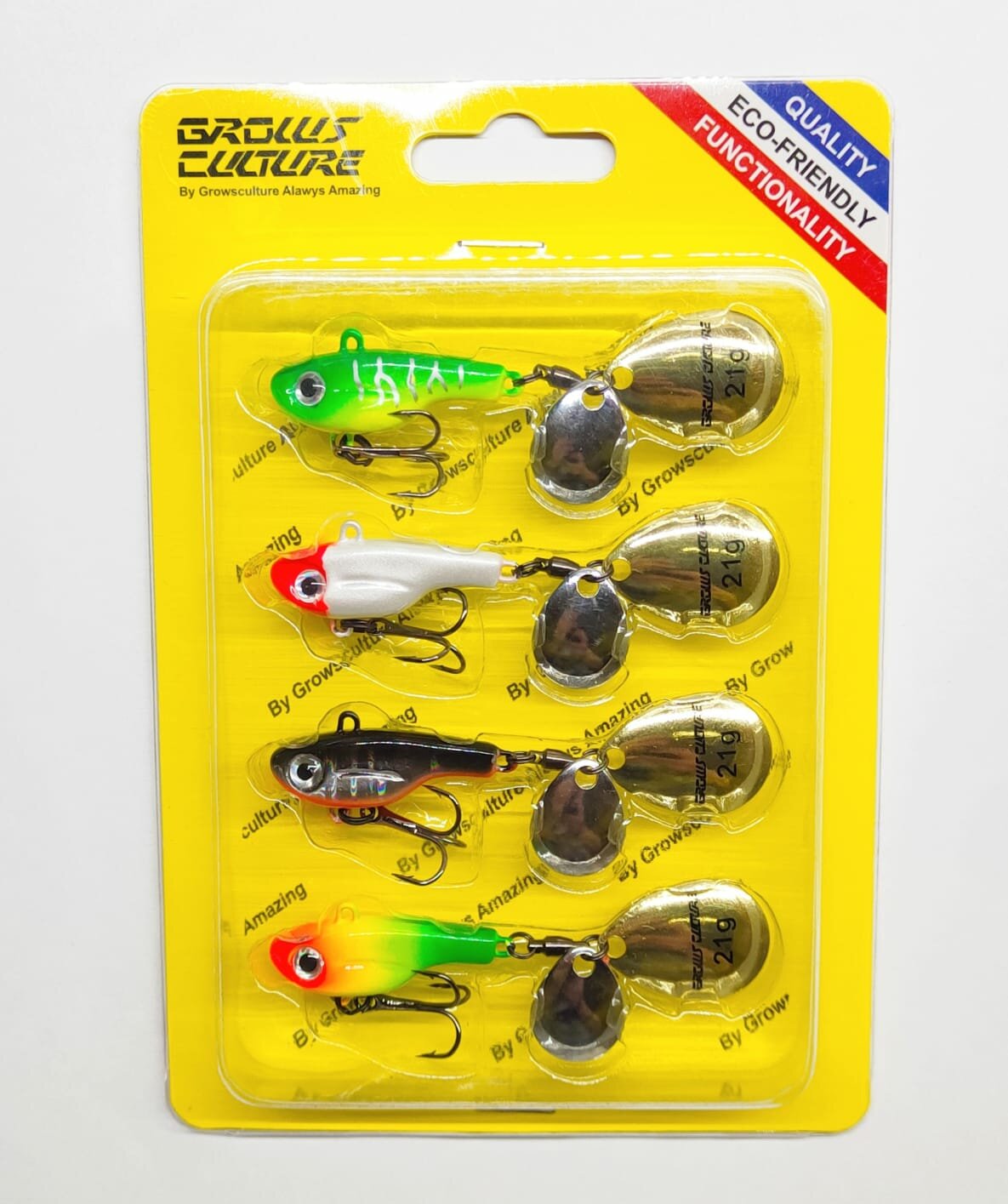 Тейл-спиннеры Grows Culture набор из 4 шт. 18 гр. #1 Приманка снасть для спиннинга. Подарочный набор мужчине подарок.