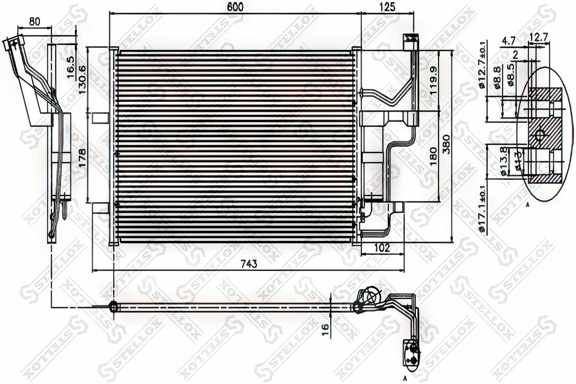Радиатор кондиционера для Мазда 3, 5 10-45118-SX STELLOX