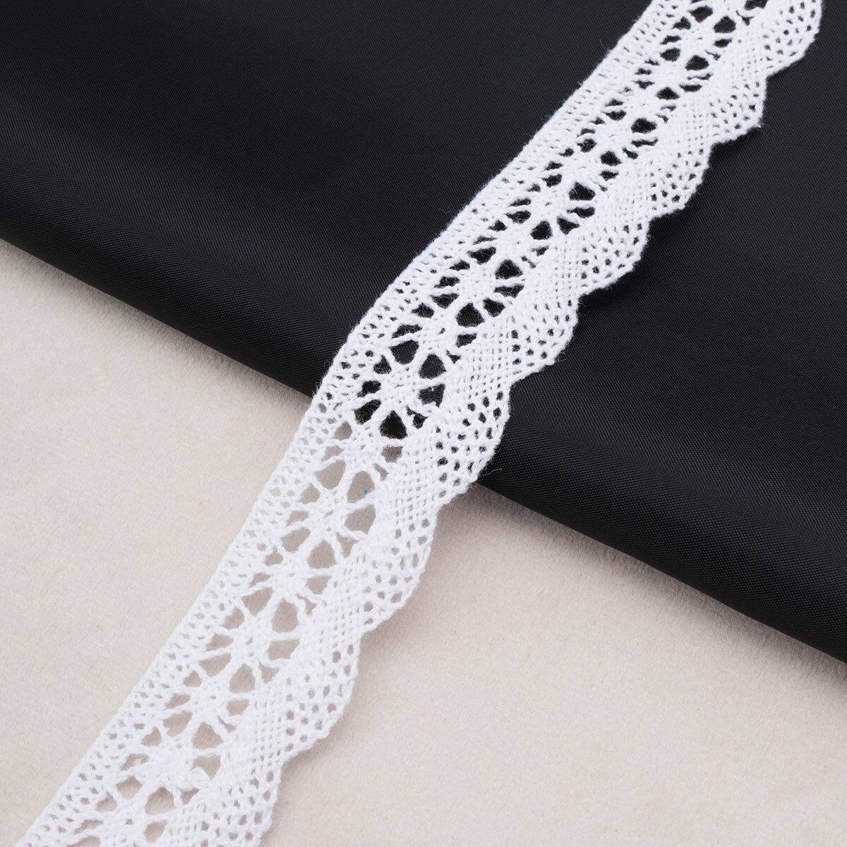 Кружево для рукоделия и шитья хлопок, 27 мм*10 м, белое, Айрис