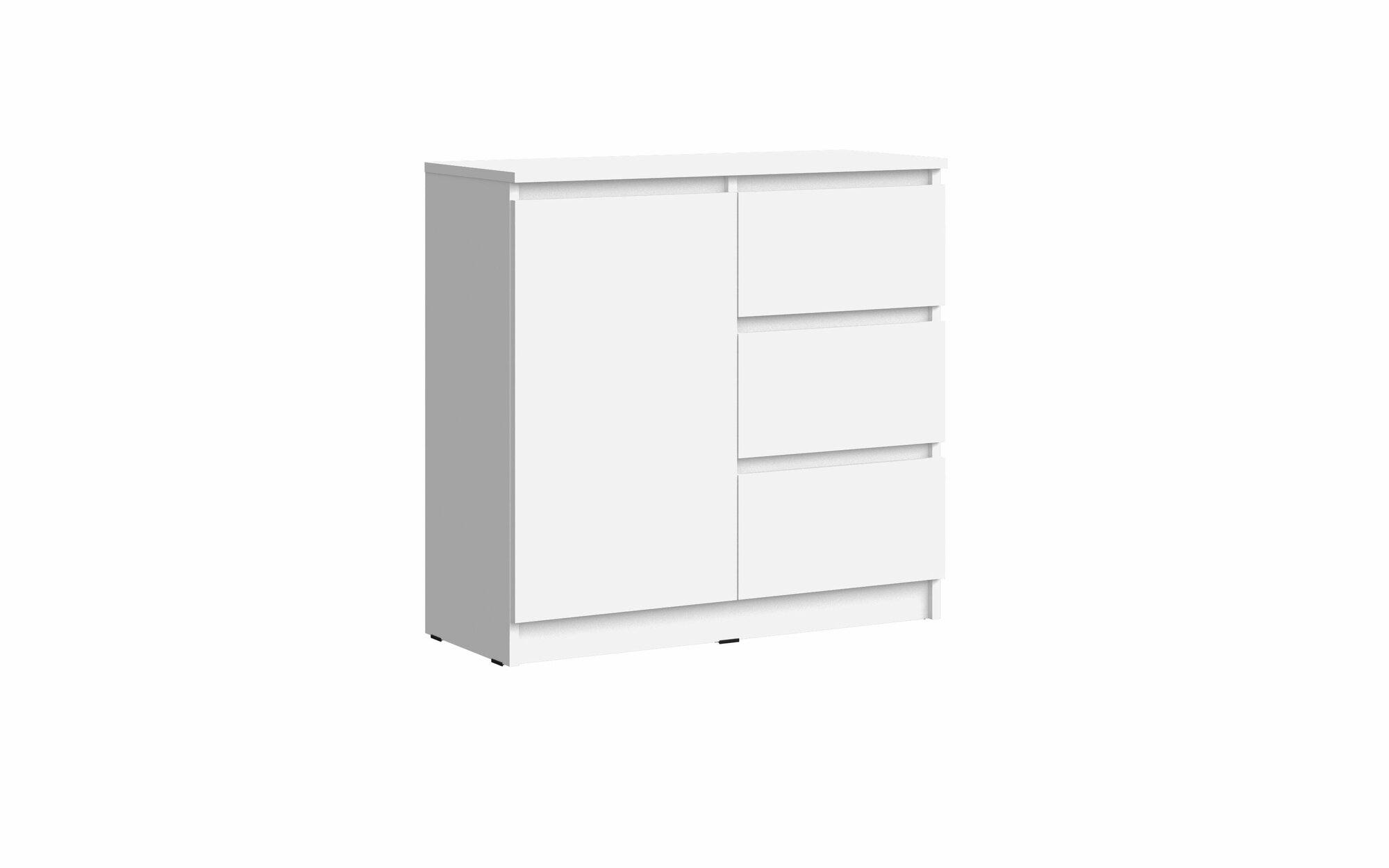 Челси Комод 800 (3 ящика 1 дверь) (Белый глянец, белый) (Миф)