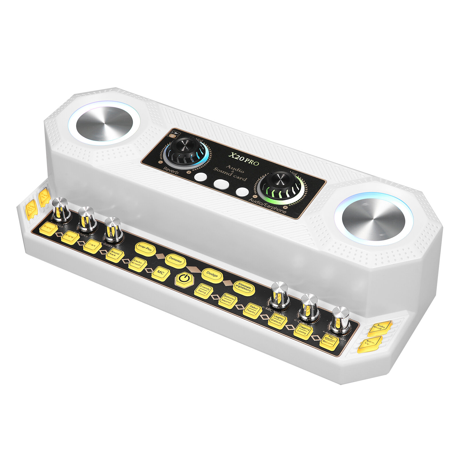 Звуковая плата и аудиоаппаратура Многофункциональная заряжаемая BT звуковая плата Электроакустическое оборудование с разноцветным световым эффектом для пения/прямых эфиров/записи голоса и музыки Тип: Только оборудование / Оборудование и набор